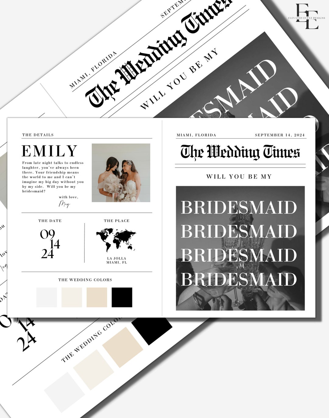 Bridesmaid Proposal Newspaper Bouquet Wrap Maid of Honor, Bridesmaids ...