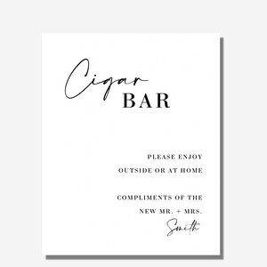 Wedding Cigar Bar Sign Modern Wedding Cigar Sign Minimalist Wedding ...