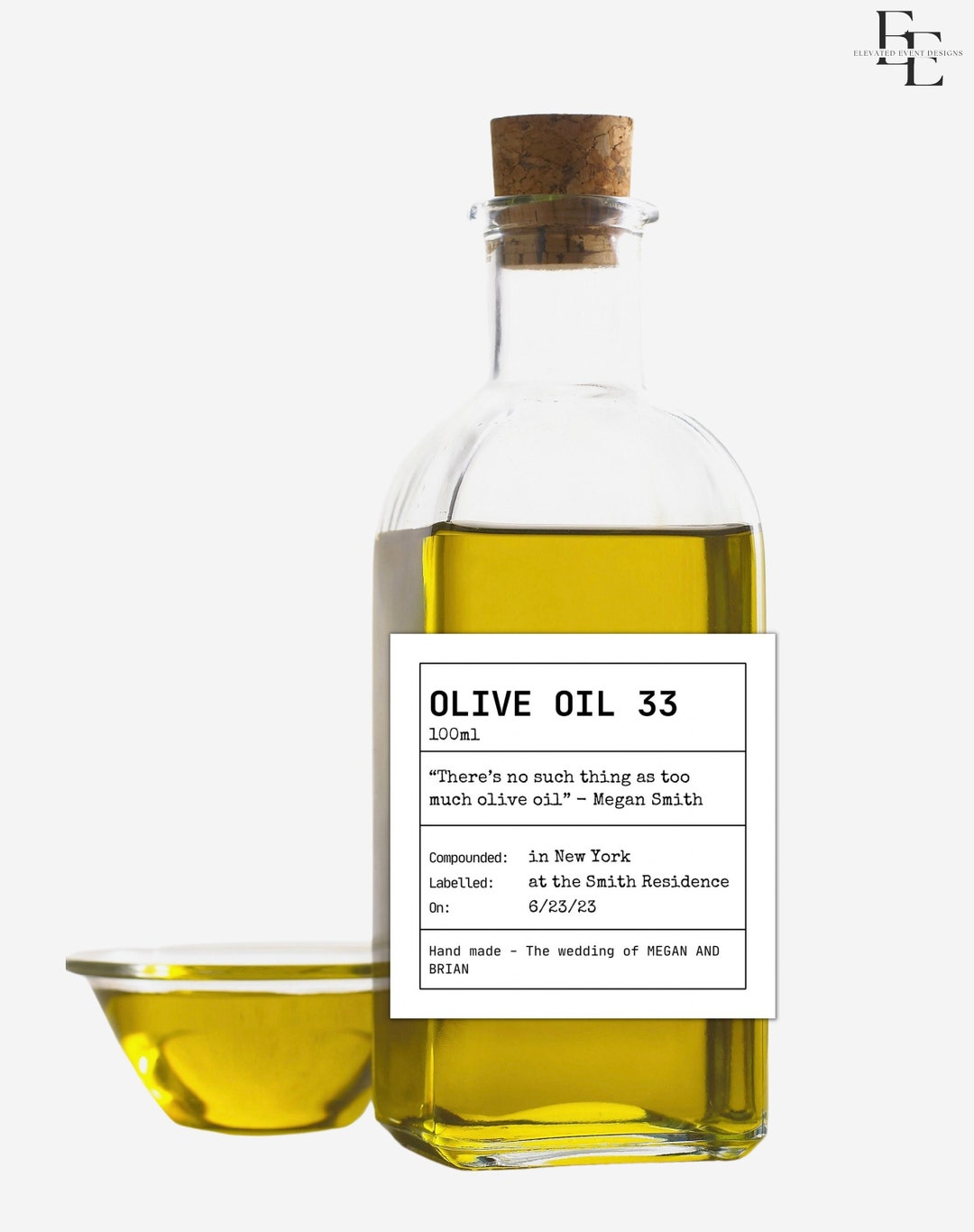Olive Oil Wedding Favors Bottle Labels Modern Minimalist Wedding Favors ...