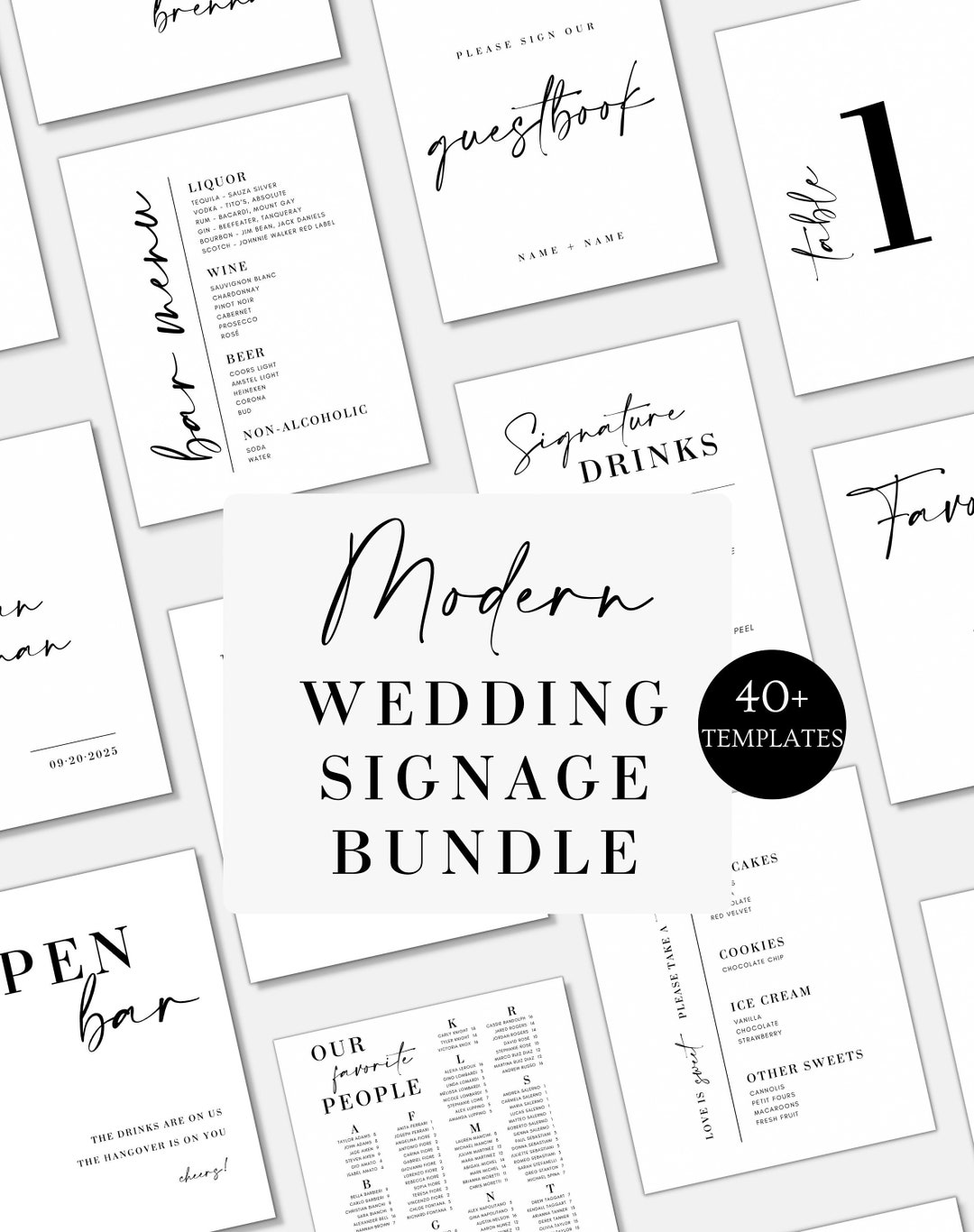 Wedding Sign Bundle Modern Wedding Signs Minimalist Wedding Signs ...