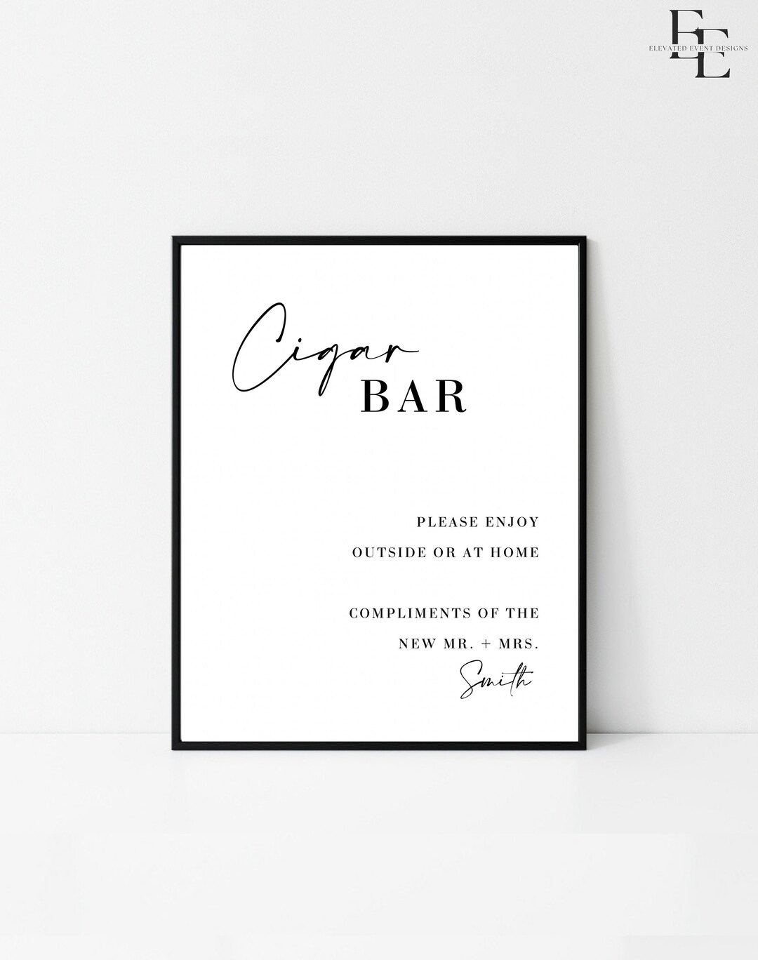 Wedding Cigar Bar Sign Modern Wedding Cigar Sign Minimalist Wedding ...