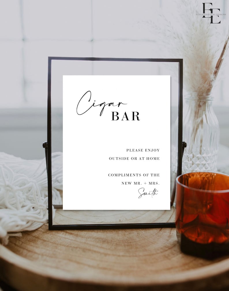 Wedding Cigar Bar Sign Modern Wedding Cigar Sign - Etsy