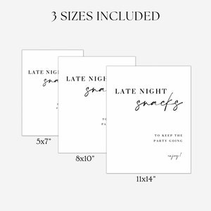 Late Night Snacks Sign Modern Wedding Snack Bar Sign Minimalist Snack ...
