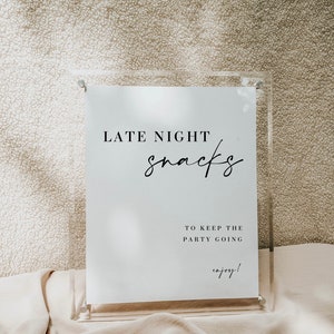 Late Night Snacks Sign Modern Wedding Snack Bar Sign Minimalist Snack ...