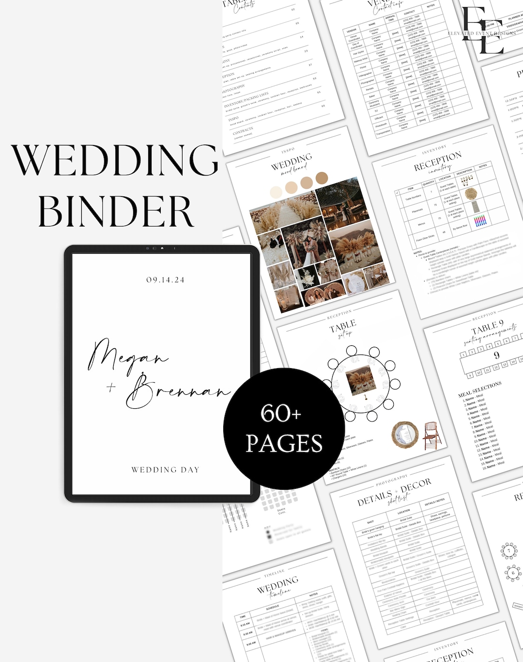 Wedding Binder Template Editable Wedding Planner, 60 Pages, Wedding ...
