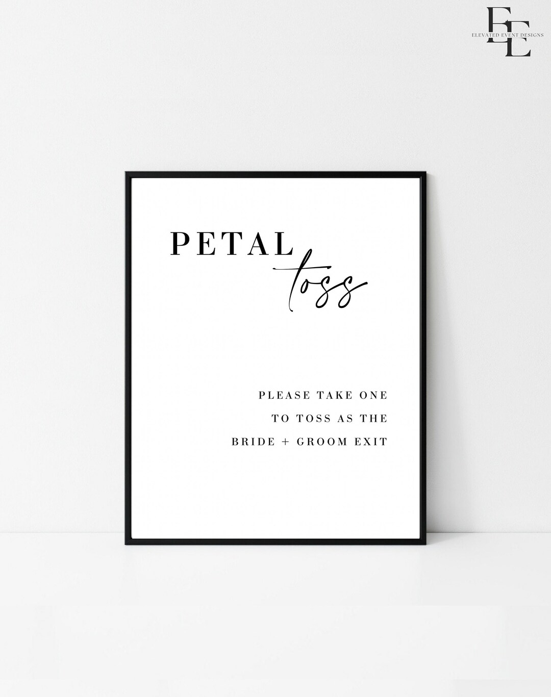 Flower Petal Toss Sign Modern Wedding Send off Sign Minimalist Confetti ...