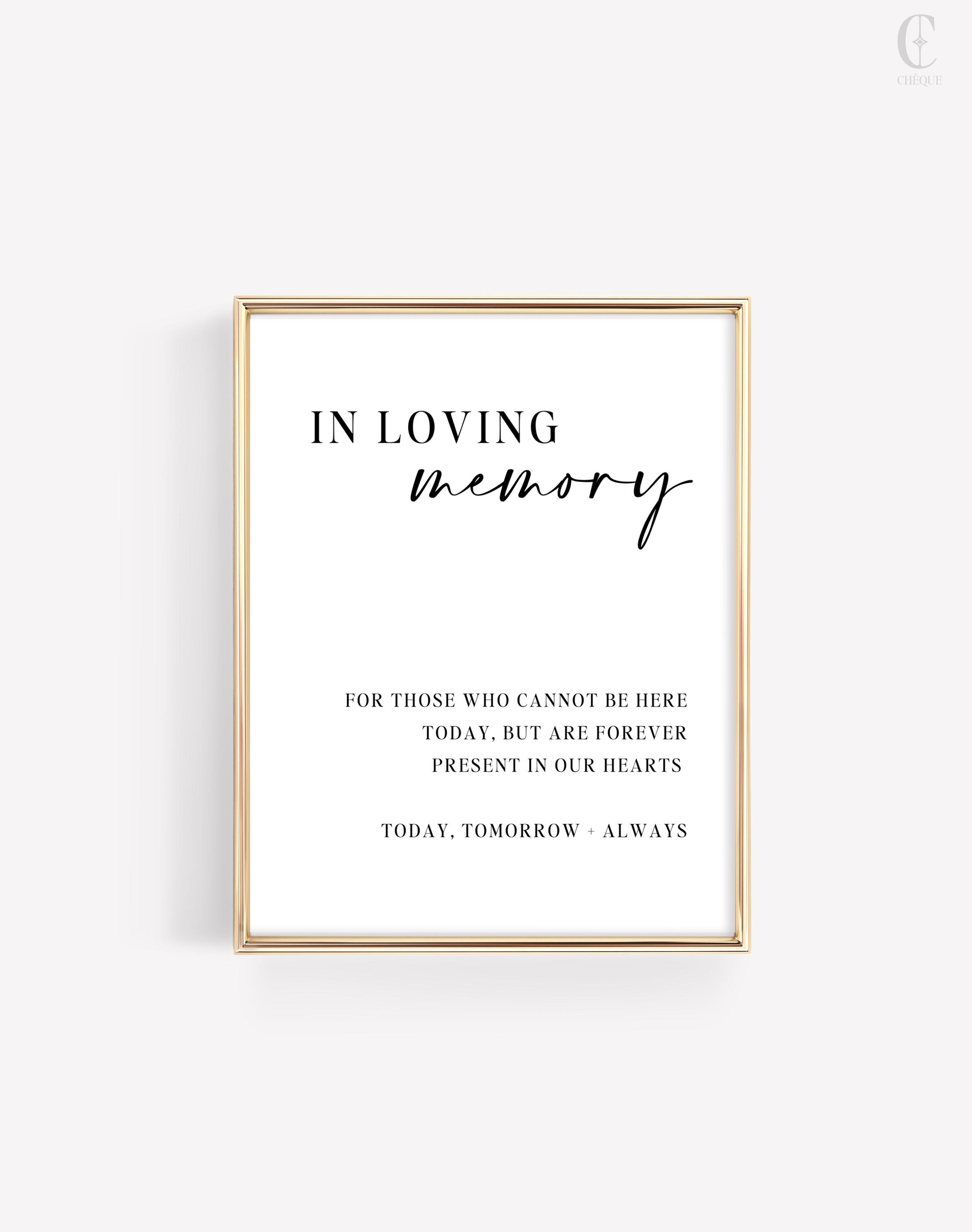 In Loving Memory Wedding Sign • Forever in Our Hearts • Wedding ...