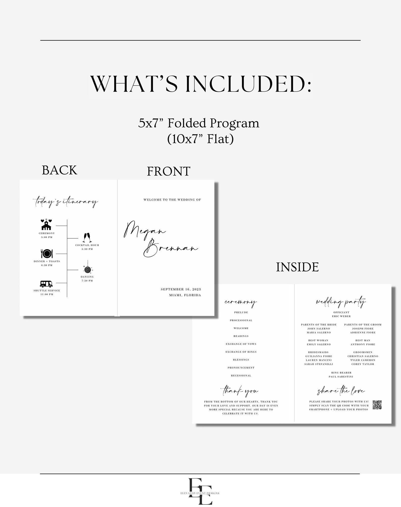 Wedding Program Itinerary Modern Wedding Ceremony Program - Etsy