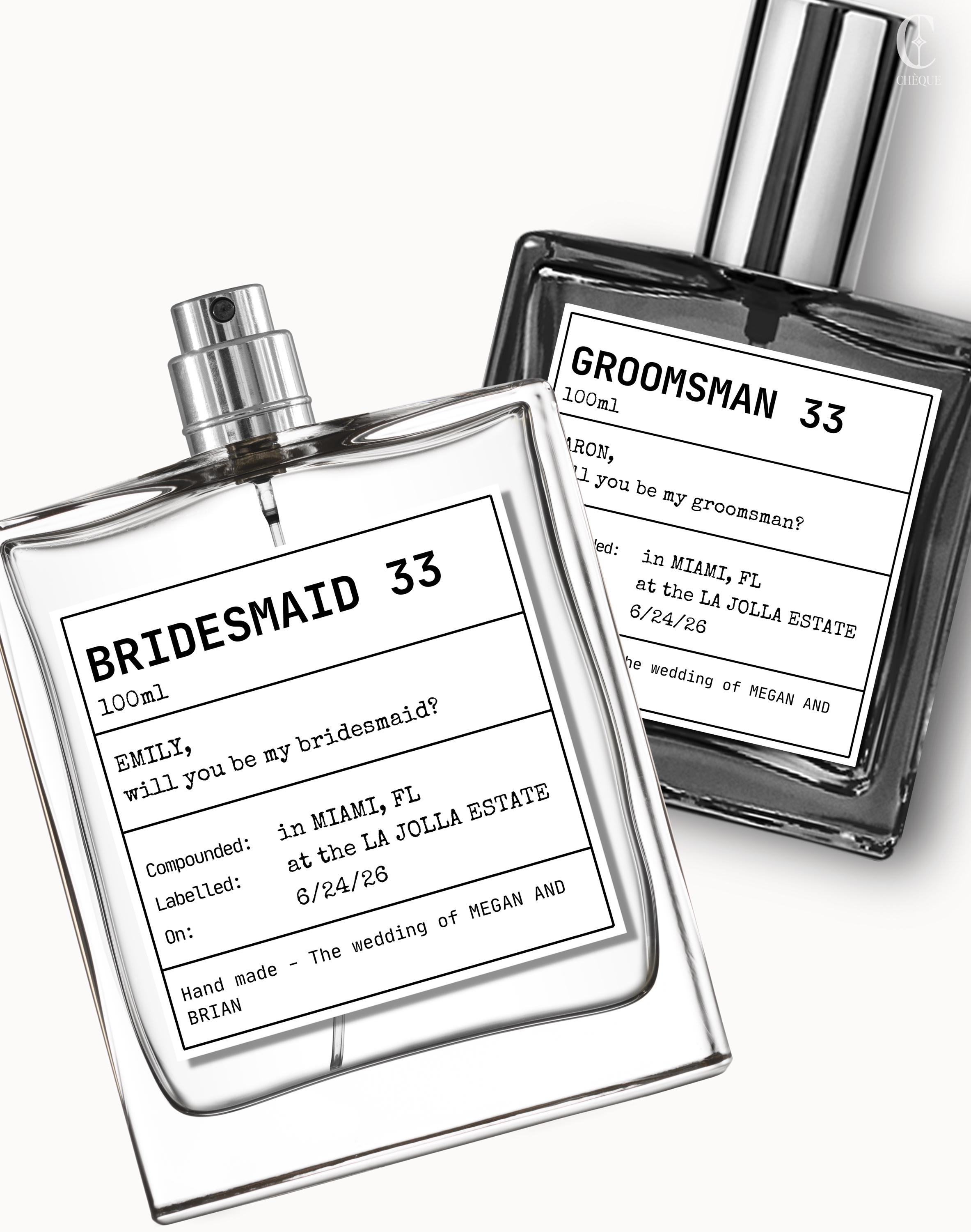 Bridesmaid Proposal Perfume Bottle Labels • Groomsmen Proposal Cologne ...