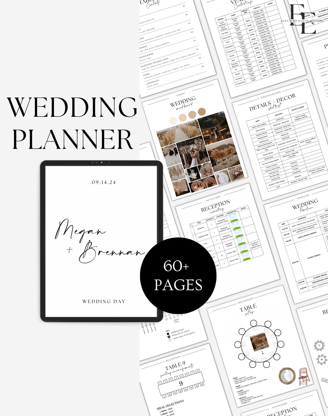 Wedding Binder Template Wedding Planner 60 Pages Wedding Itinerary ...