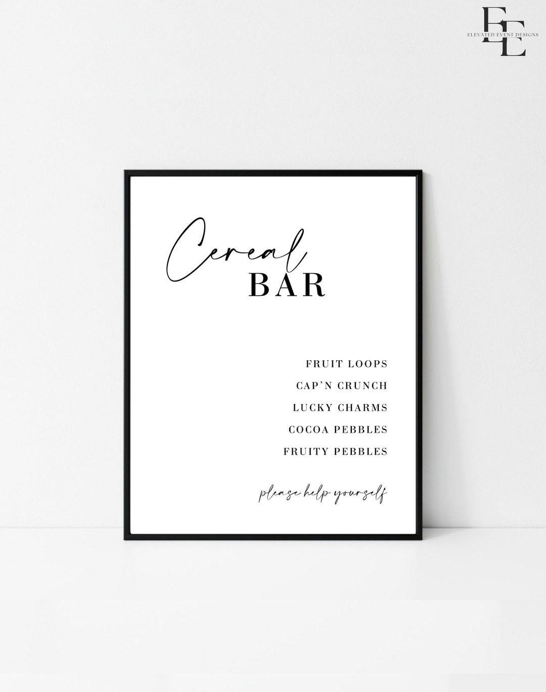 Cereal Bar Sign Wedding Cereal Bar Menu Wedding Snack Bar Sign Modern ...