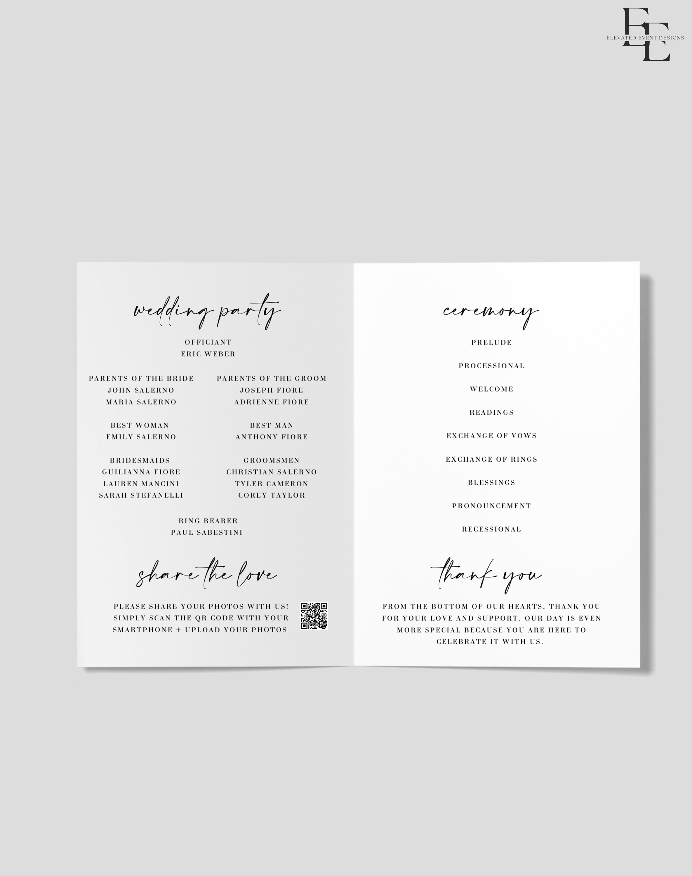 Wedding Program Itinerary Modern Wedding Ceremony Program - Etsy