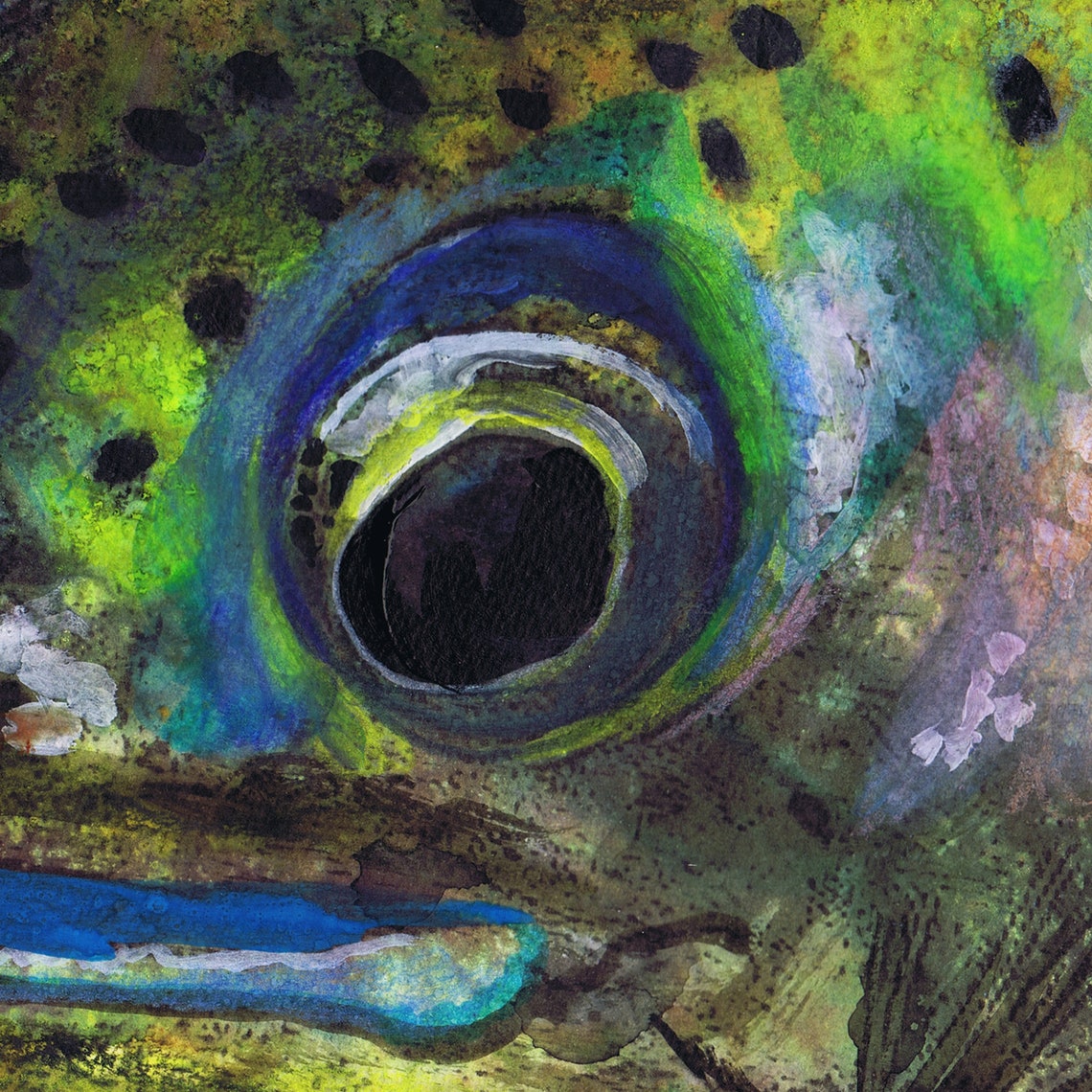 Neon Trout Colourful Watercolour and Ink Abstract Print Fly - Etsy