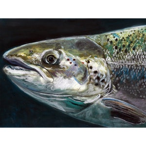 Set of Two Atlantic Salmon Wall Art Print ,salmon Painting Print, Fly ...