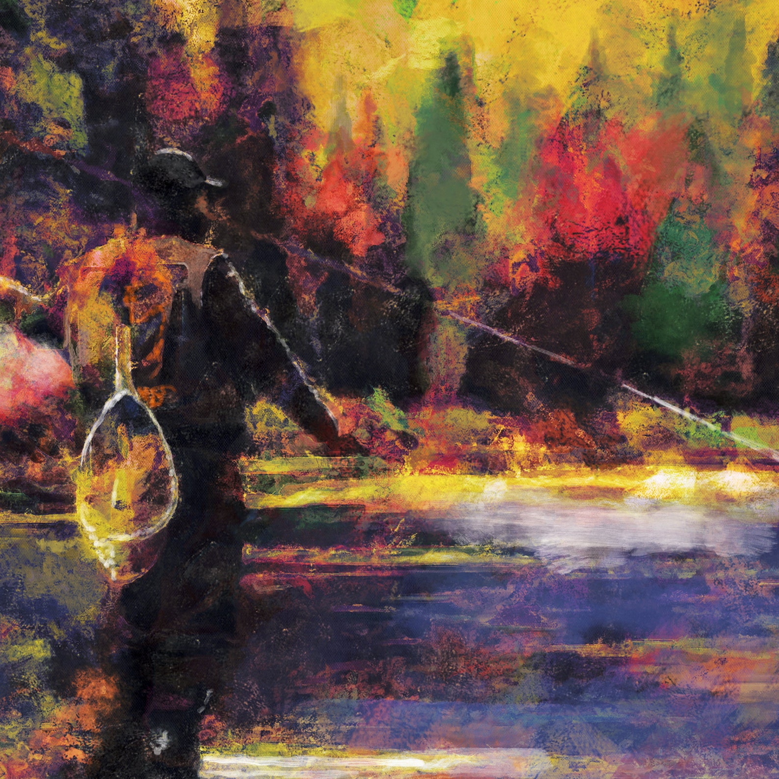 Fly Fisherman Abstract Art Print Fly Fisherman Gift fly - Etsy