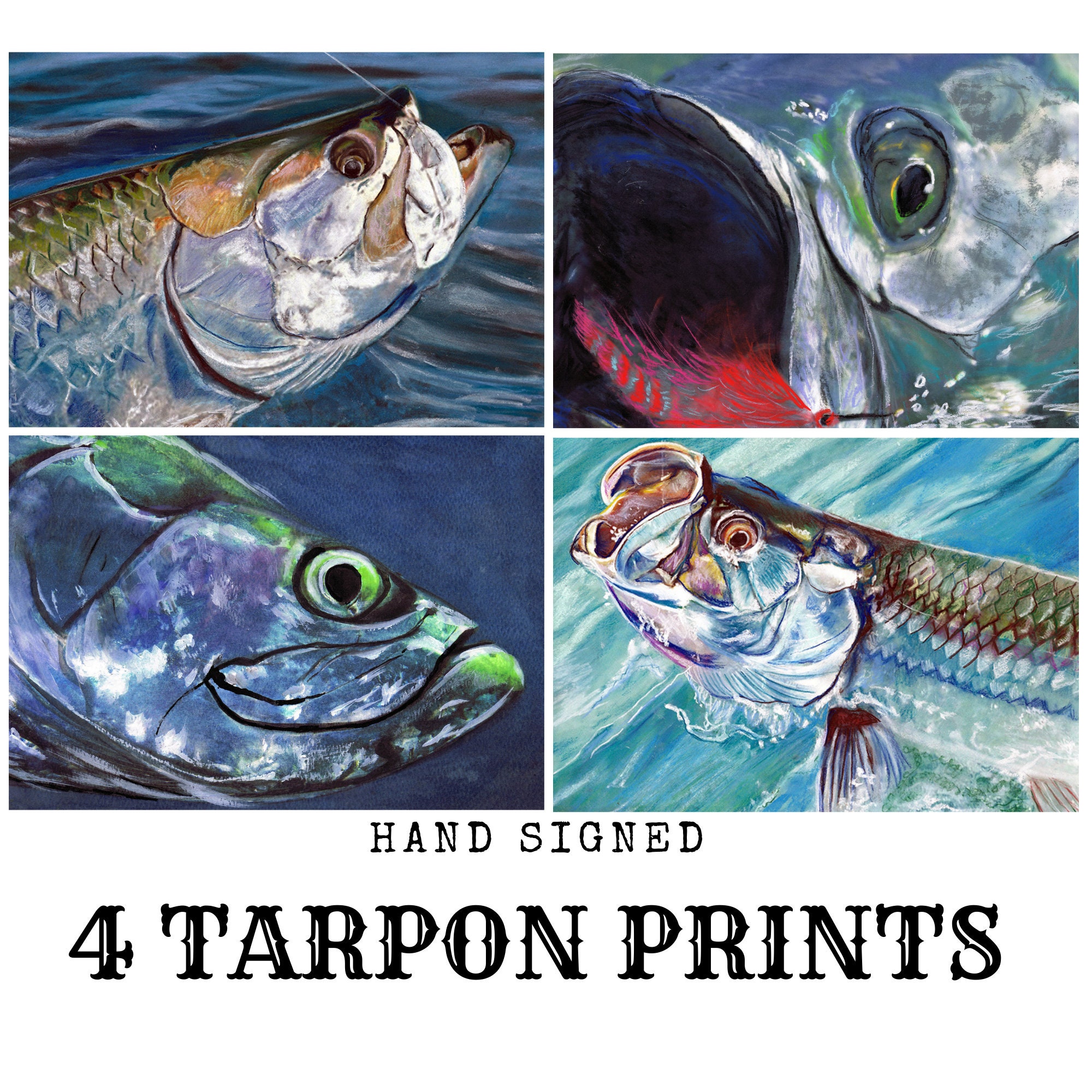 Four Tarpon Wall Art Prints Fishing Wall Art Florida Décor - Etsy