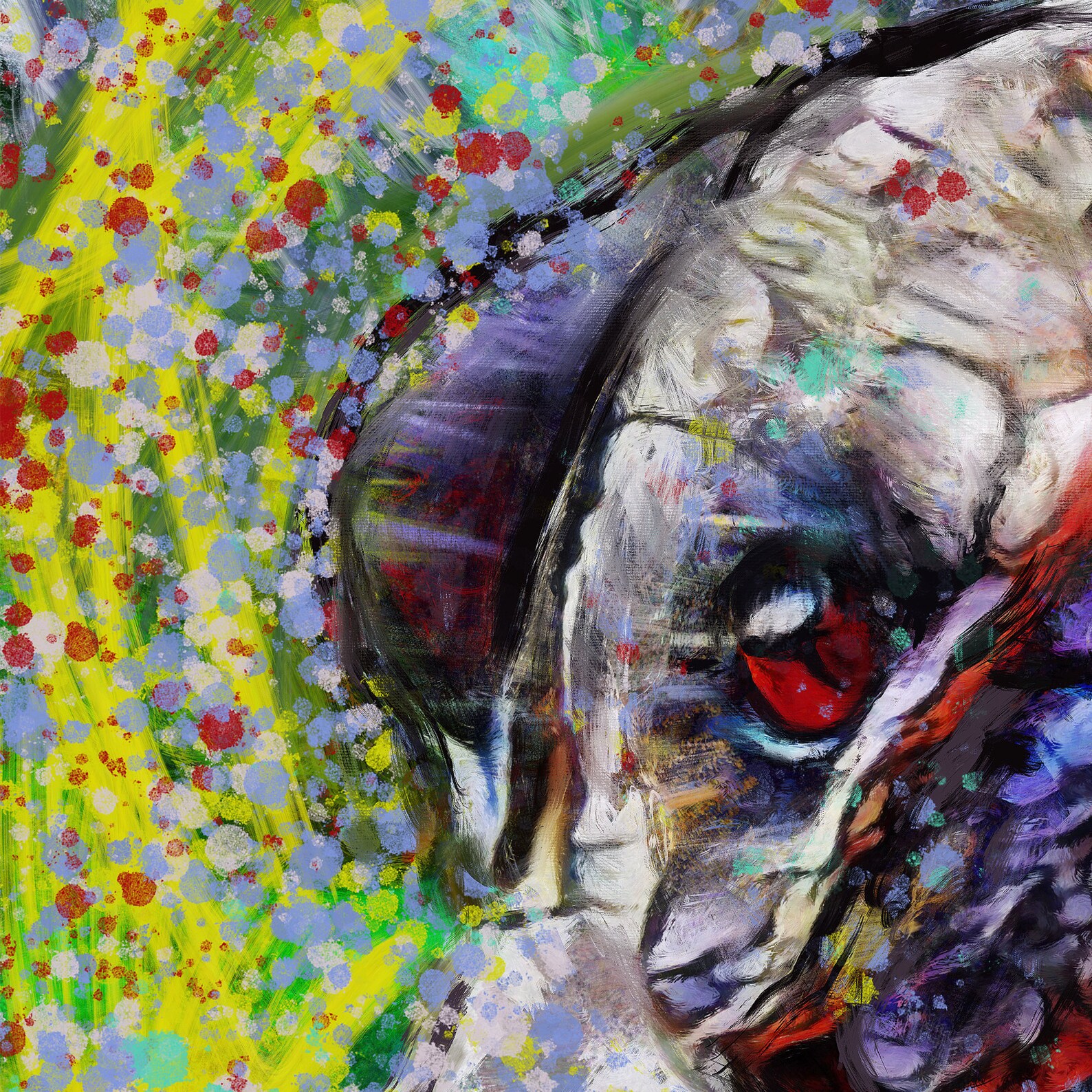 Happy Pug Abstract Painting Print Colourful Unframed Art Dog - Etsy