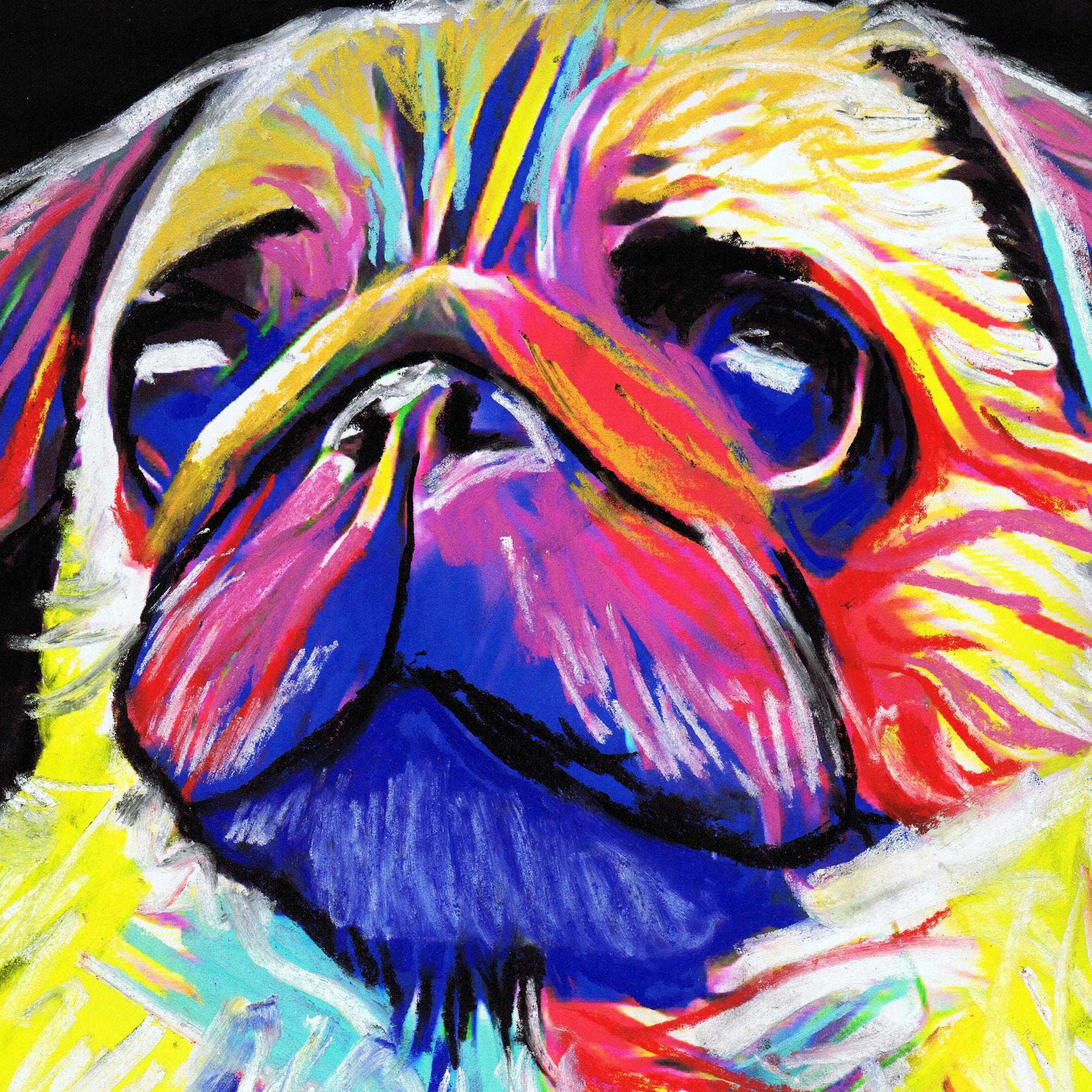 Pug Wall Art Print Colourful Rainbow Pug Dog Poster Dog - Etsy