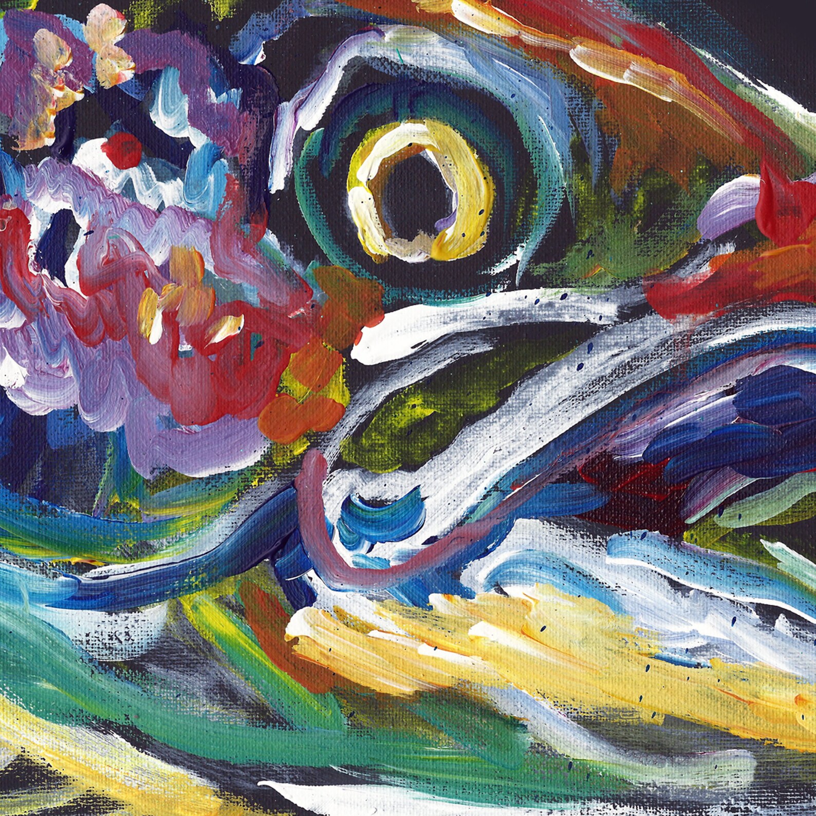 Salmon Wall Art Print Abstract Fish Painting Print on Black - Etsy