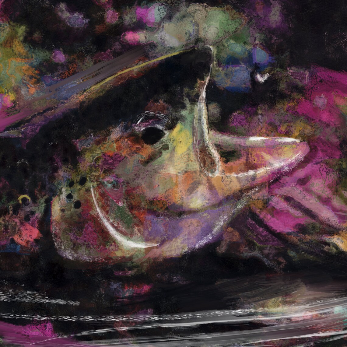 TWO Abstract Modern Brown Trout Fishing Art Prints Fishing | Etsy