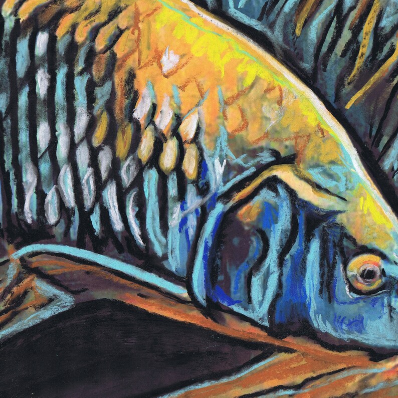 Carp Art Print Modern Carp Fishing Abstract Wall Art Decor | Etsy