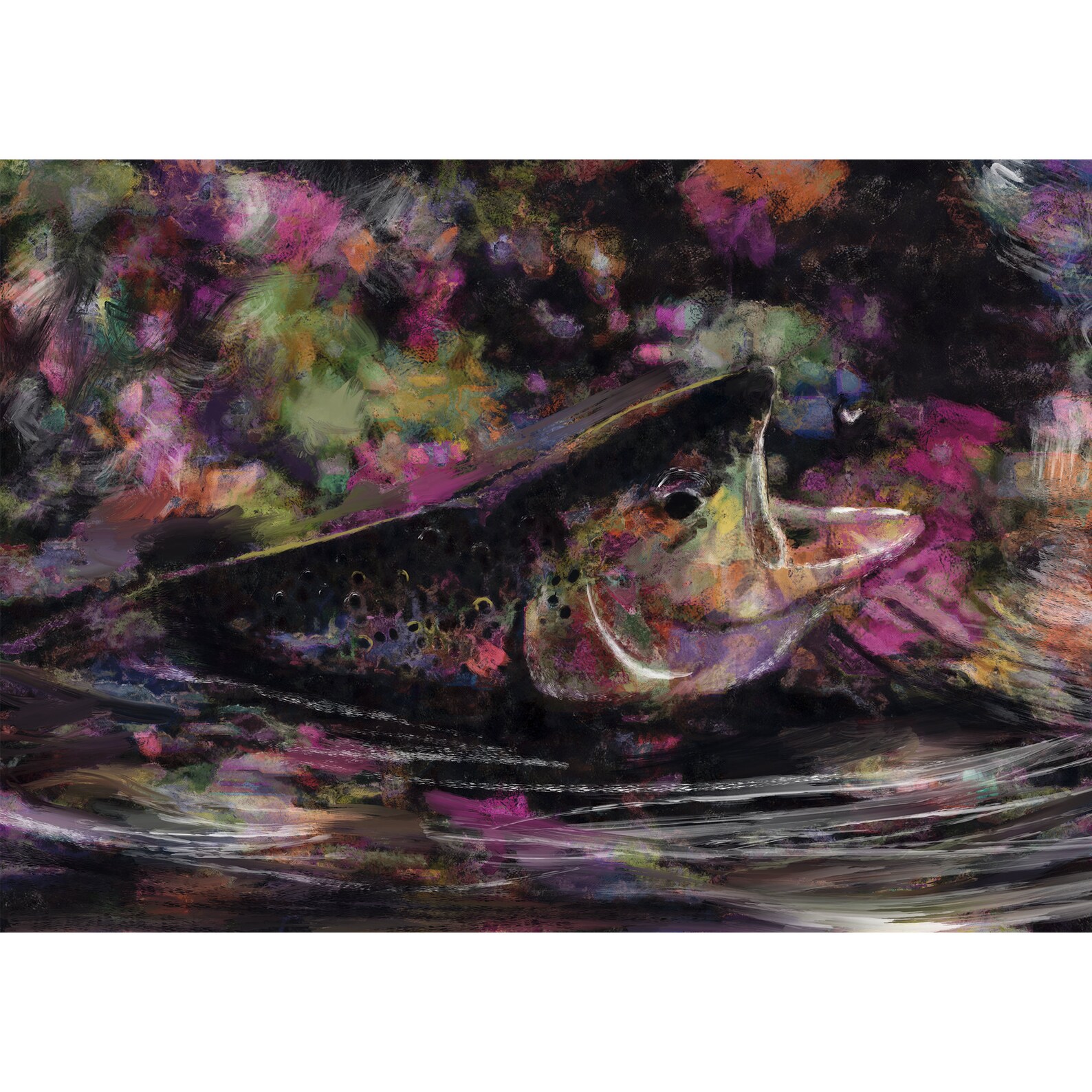 TWO Abstract Modern Brown Trout Fishing Art Prints Fishing | Etsy