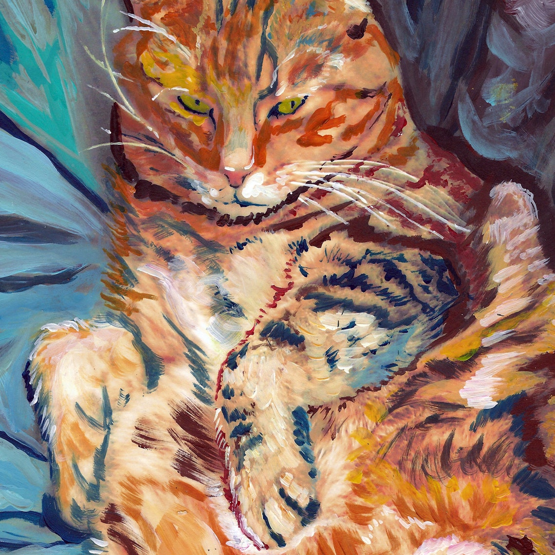 Two Ginger Tom Cat Prints Ginger Cat Owner Gift Pastel - Etsy