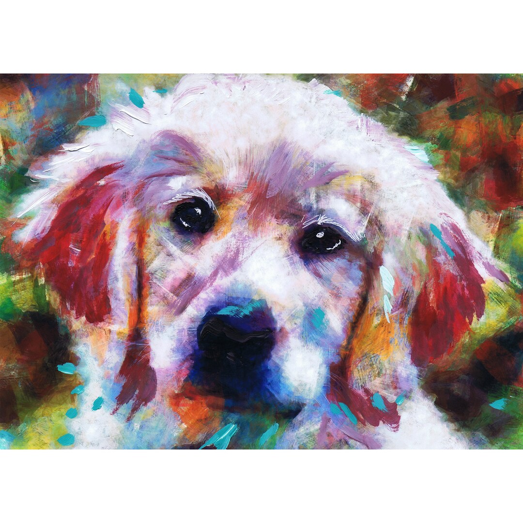 Labrador Art Print Portrait Cute Colourful Yellow White Labrador ...