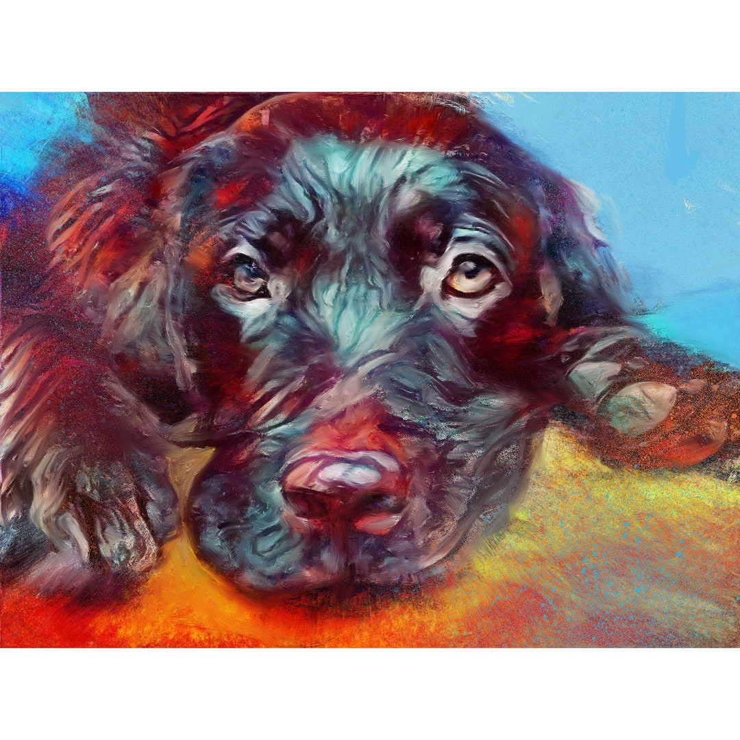 Chocolate Labrador Dog Puppy Wall Art Print, Labrador Dog Memorial ...