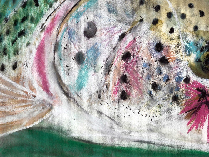 Rainbow Trout Fishing Art Print Watercolour Painting With - Etsy