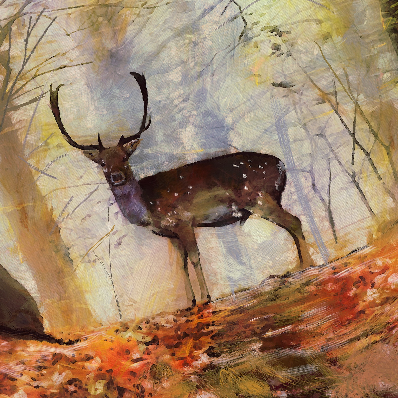 Stag Painting Print Colourful Expressive Nature Wildlife - Etsy