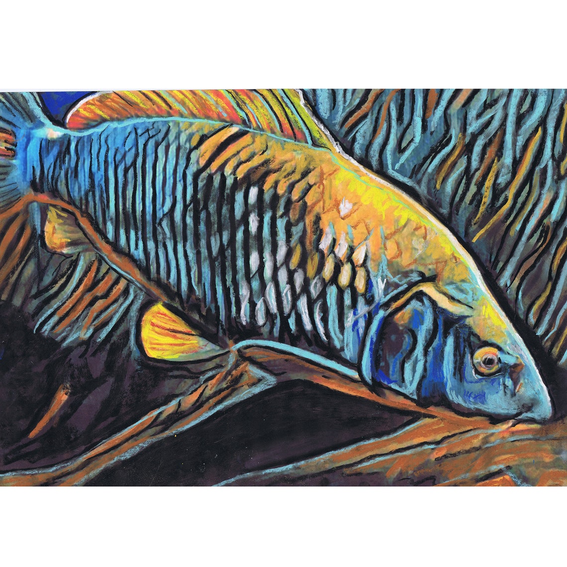 Carp Art Print Modern Carp Fishing Abstract Wall Art Decor | Etsy