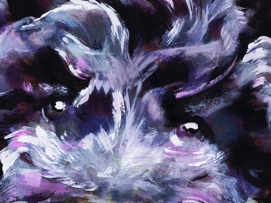Cockapoo Wall Art Print Colourful Dog Painting Purple Black - Etsy