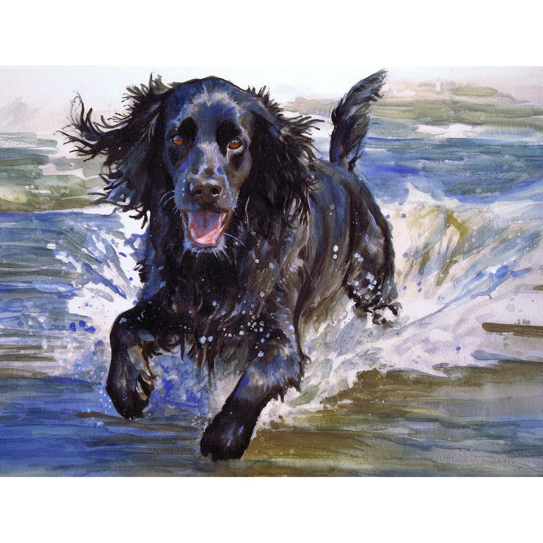 Black Cocker Art Print by Oscar Jetson - Watercolor Reproduction ...