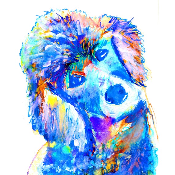 Poodle Dog Wall Art Print Abstract Blue Decor Dog Lover Gift - Etsy