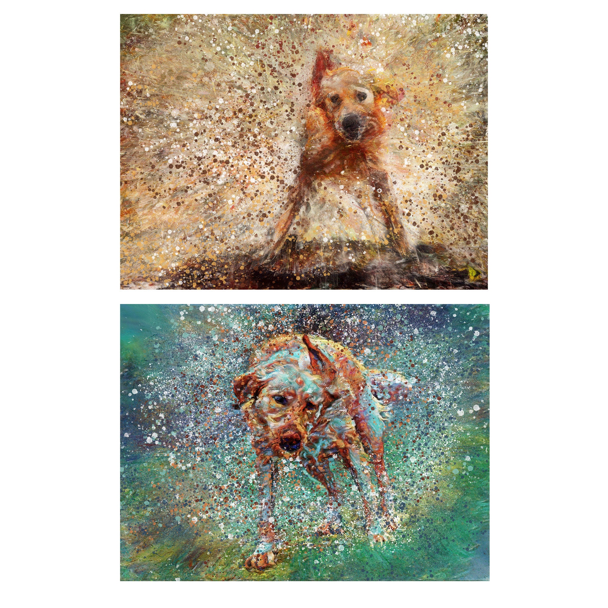 Pair of Splashing Fox Red Lab Dog Wall Art Prints Yellow - Etsy UK