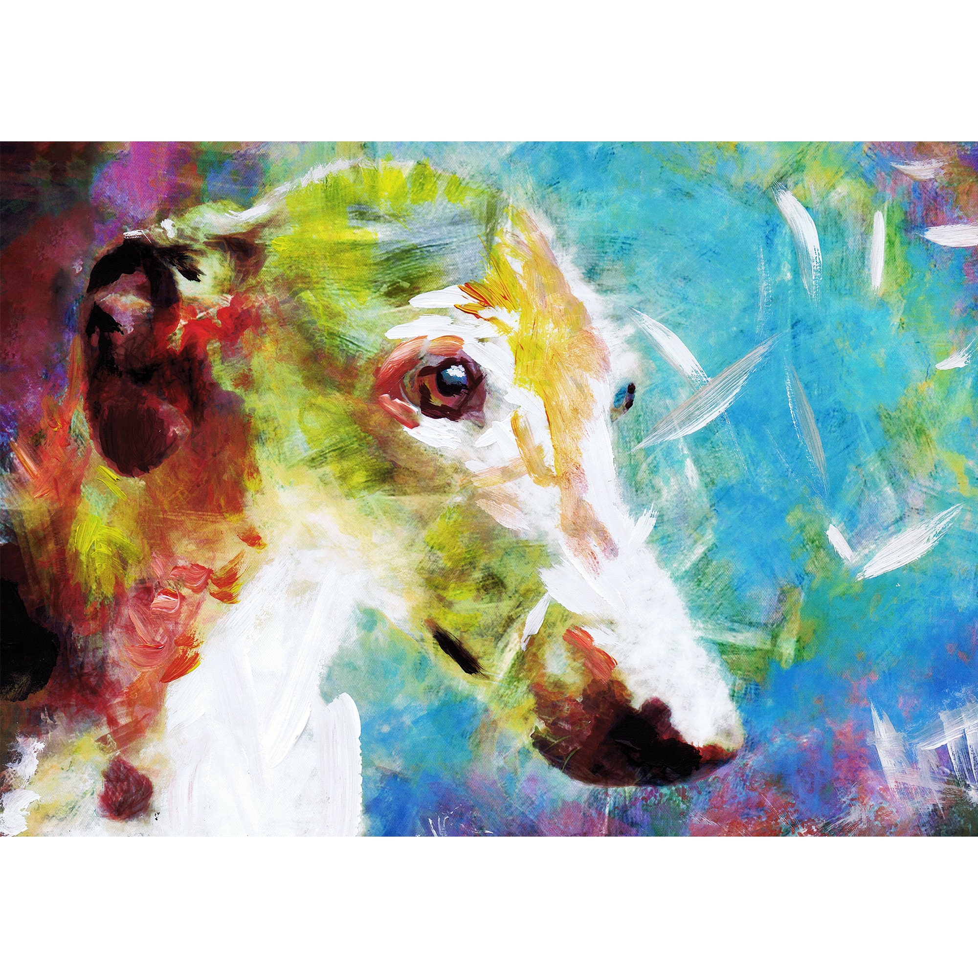 Colorful Lurcher Dog Art Print: Signed Greyhound Painting - Etsy