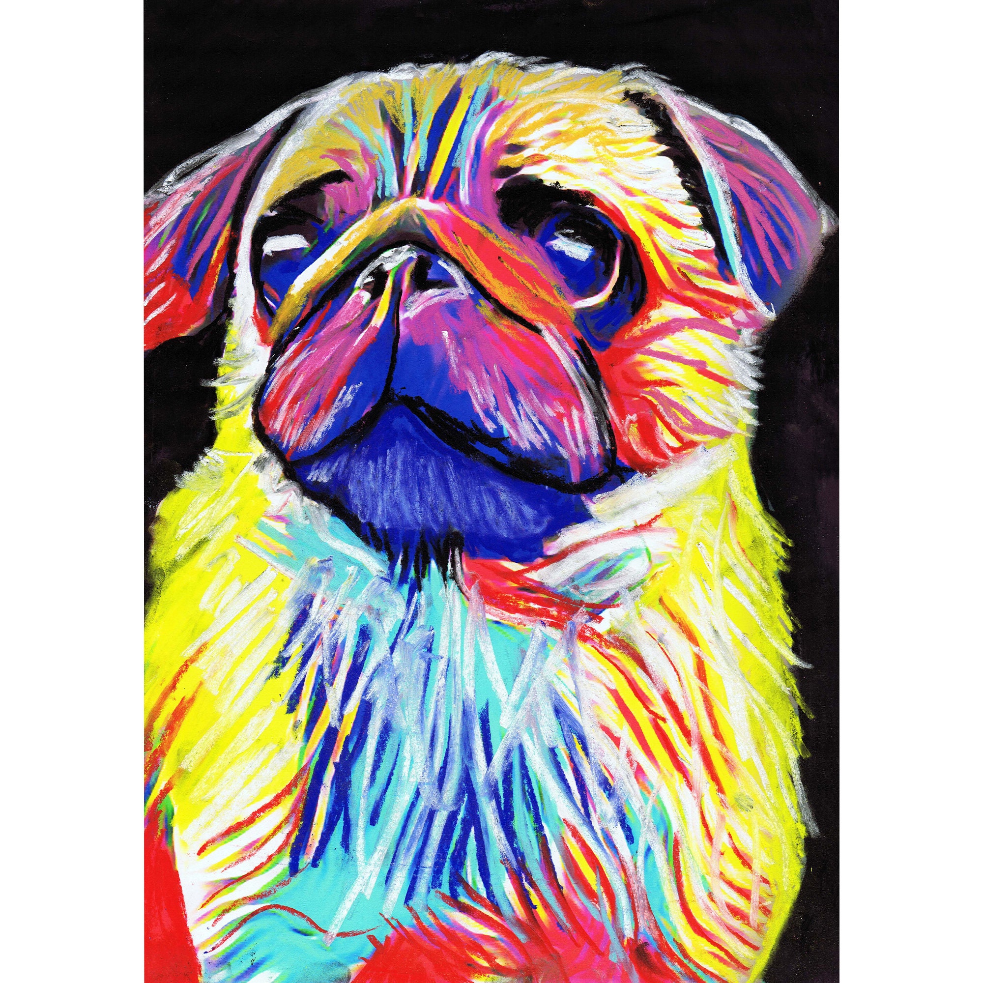 Pug Wall Art Print Colourful Rainbow Pug Dog Poster Dog - Etsy