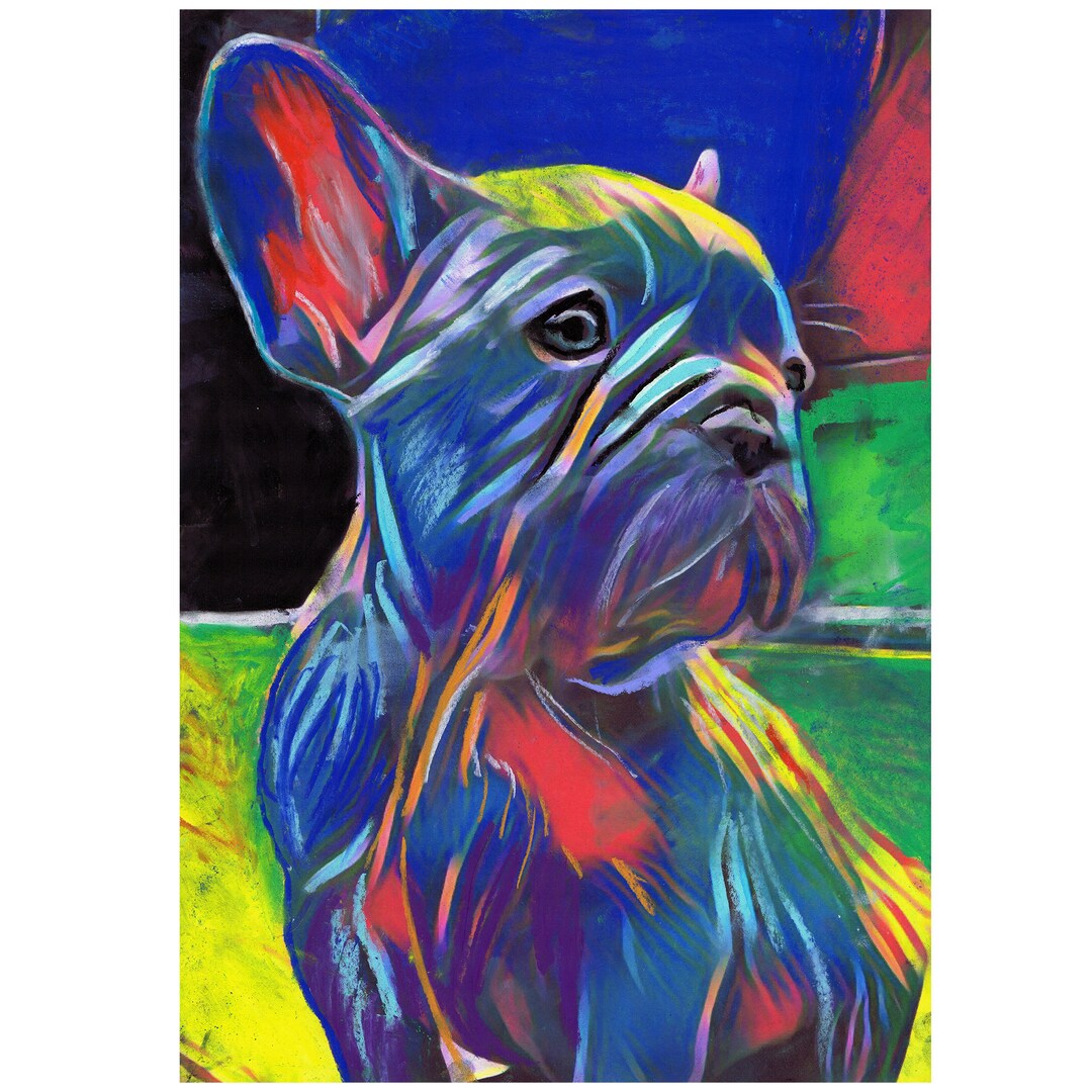 French Bulldog Wall Art, Frenchie Décor, Gift for Blue Frenchie Owner ...