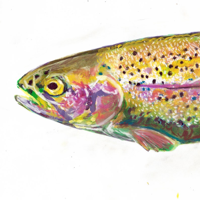 Trout Fishing Pastel Rainbow Trout Wall Art Print Colourful - Etsy