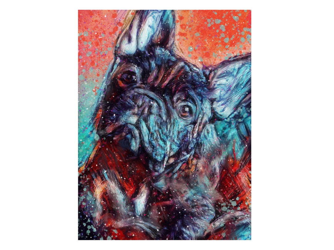 Blue French Bulldog Art Print: Abstract Frenchie Dog Memorial - Etsy
