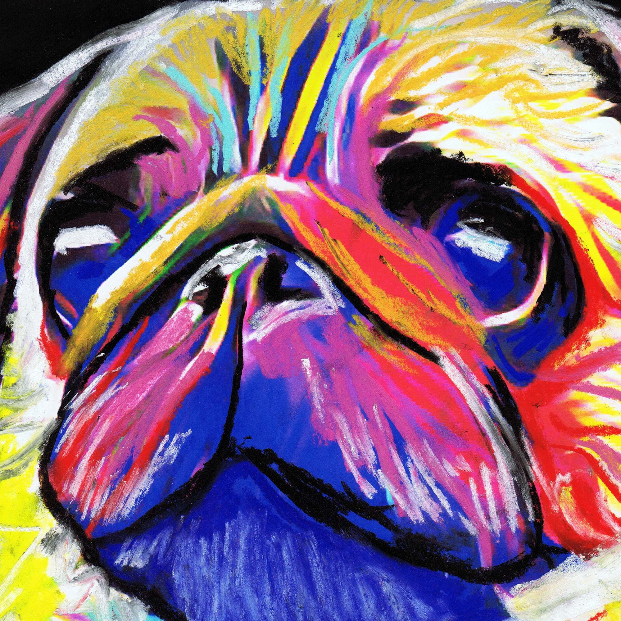 Pug Wall Art Print Colourful Rainbow Pug Dog Poster Dog - Etsy