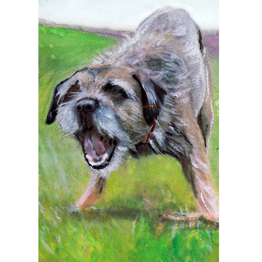 Border Terrier Painting Print Dog Lover Gift for Her Him, Barking ...