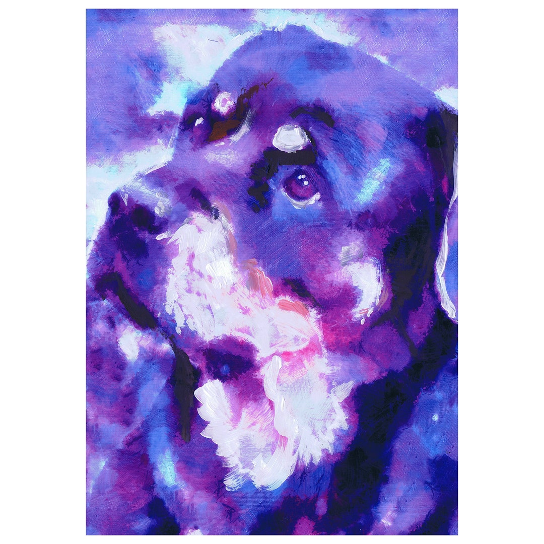 Rottweiler Painting Print, Abstract Rottweiler Colourful Unframed ...