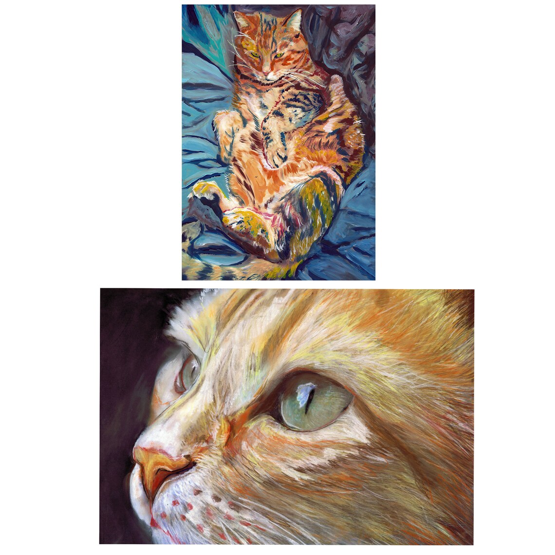 Two Ginger Tom Cat Prints Ginger Cat Owner Gift Pastel - Etsy