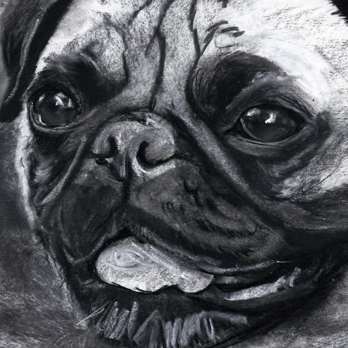 Pug Art Print Portrait Cute Dog Puppy Pet Pug Owner Artistic - Etsy