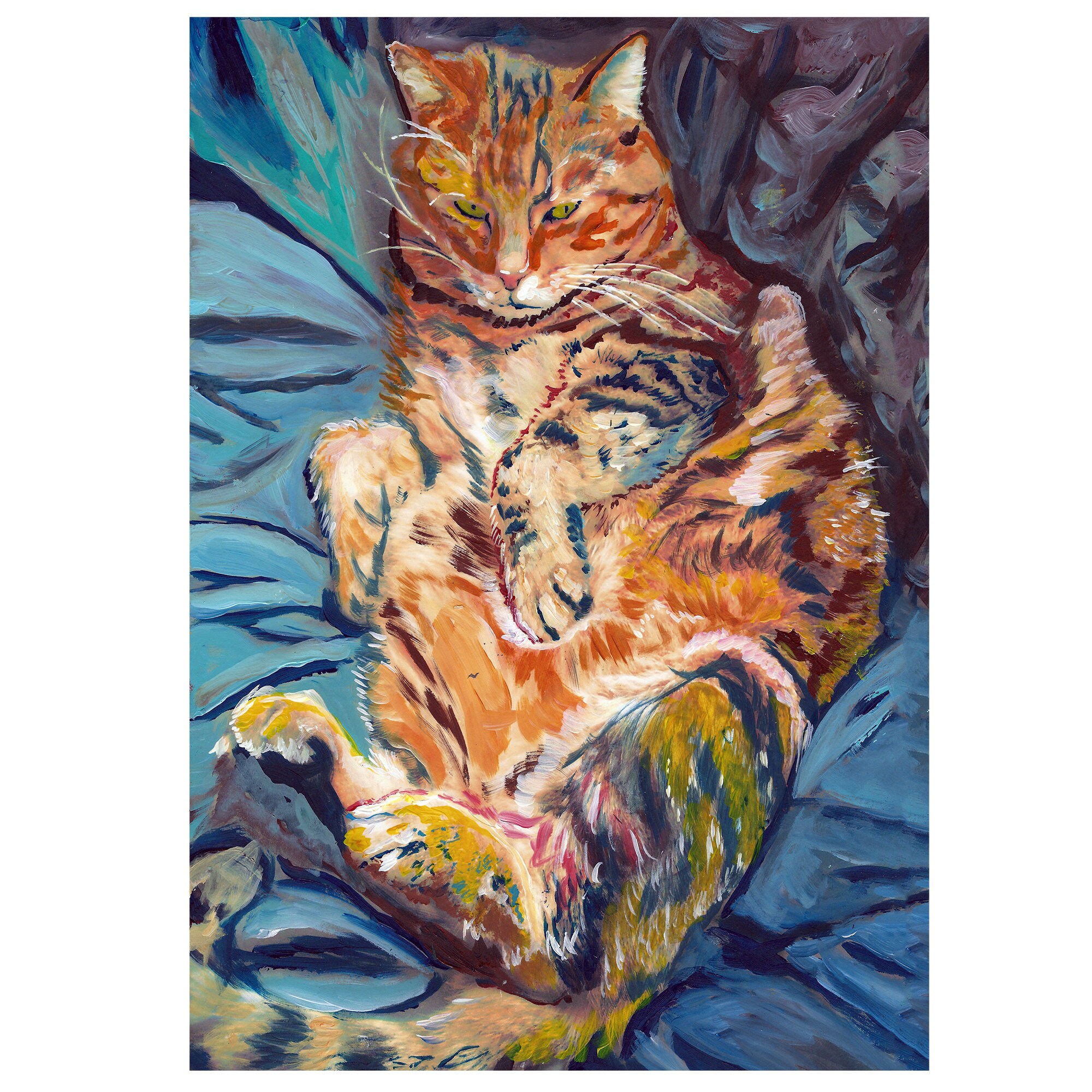 Two Ginger Tom Cat Prints Ginger Cat Owner Gift Pastel - Etsy