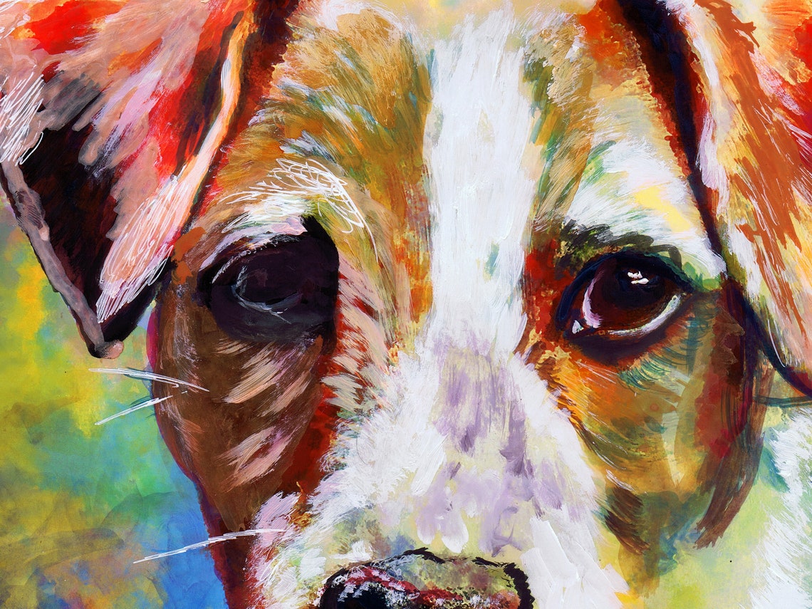 Jack Russell Art Print: Abstract Dog Portrait, Signed Wall Decor - Etsy