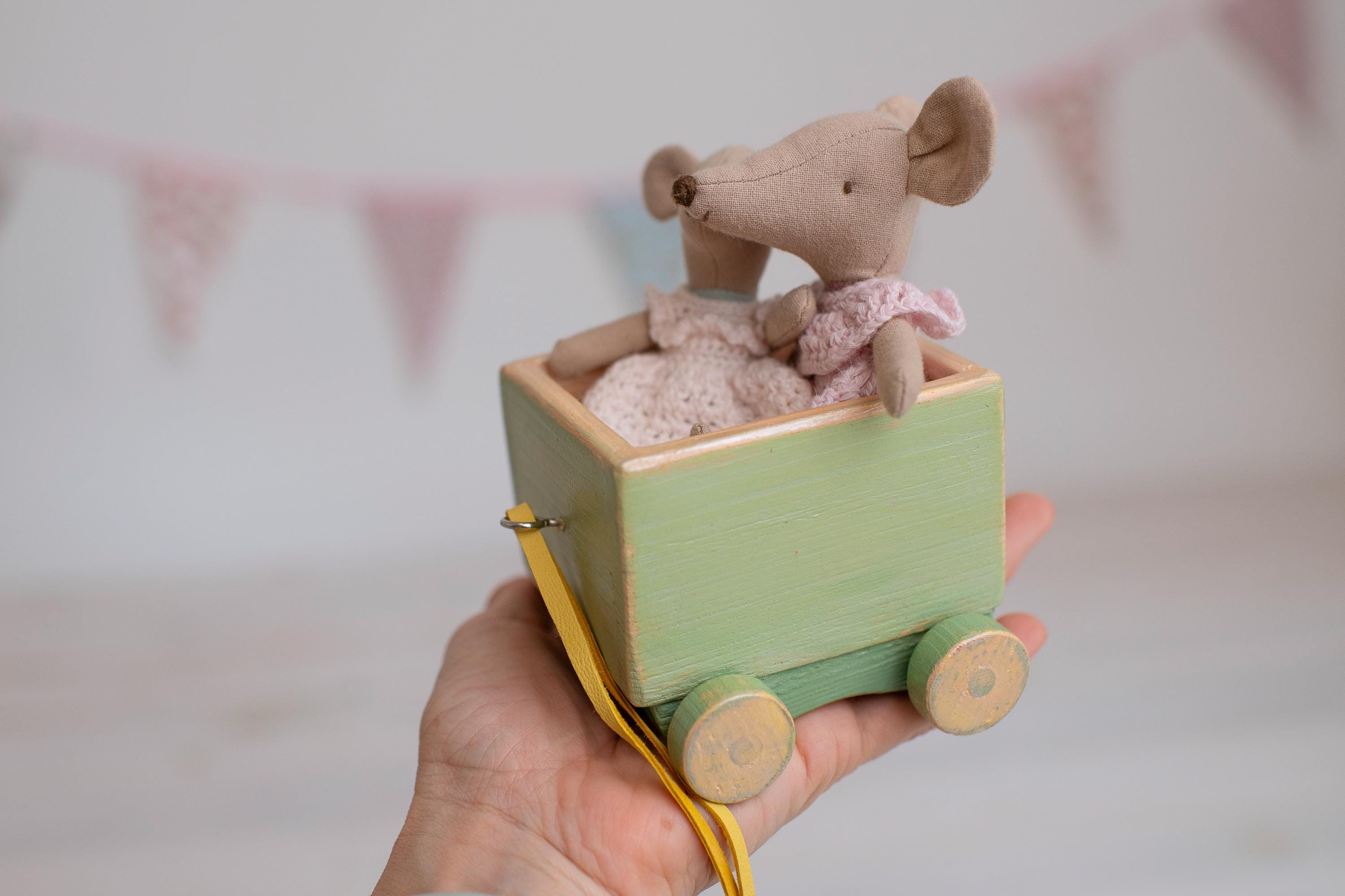 Miniature Furniture for Maileg Mouse, Wooden Little Vagon, 1:12 Scale ...