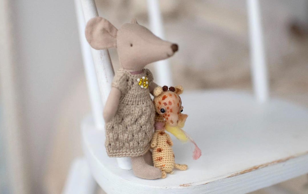 Hand-knitted Miniature Giraffe: Maileg Mouse Pet & Friend - Etsy